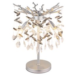 Globo LIGHTING Tischleuchte "QUEENA", silberfarben matt, 3, &Oslash; 36cm H: 50cm, 1 Stk., Leuchten, Tischleuchte mit Glaskristallen, klassisch, Tischleuchte