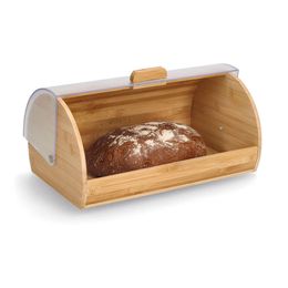 Brotkasten zeller PRESENT, transparent, B:25cm H:19cm L:39cm, Bambus, Lebensmittelaufbewahrungsbeh&auml;lter, Brotkasten, integrierte Klappfunktion