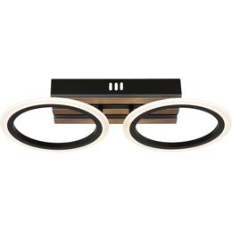 Globo LIGHTING Deckenleuchte "BLEVINS", schwarz matt, 1, H: 8,5cm, 1 Stk., Leuchten, LED Deckenleuchte f&uuml;r Wohn- & Schlafzimmer Holzoptik, Deckenleuchte