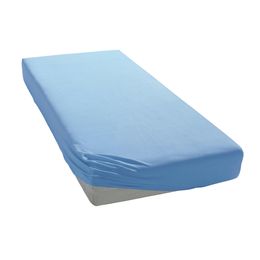 Spannbettlaken Estella "Samt Velours Spannbetttuch", blau (hellblau), L:200cm, Frottee, Obermaterial: 80% Baumwolle, 20% Polyester, Bettlaken, Spannbettlaken, Rundumgummi