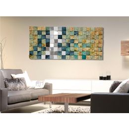 Holzbild CASABLANCA BY GILDE "Yesil rechteckig", silber (farbe bild(er): gr&uuml;n, silberfarben, wei&szlig;), B:123,5cm H:55cm T:7,5cm, Holzwerkstoff, Bilder, Holzbild