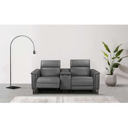 2-Sitzer OTTO HOME "LUND, Kinosofa, Relaxfunktion, TV-Sessel, manuell/elektrisch (USB-A)", grau, B:195cm H:97cm T:99cm, Kunstleder 100% Polyurethan, Sofas, Kopfteilverstellung, Getr&auml;nkachhalter, u. Staufach