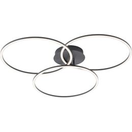 JUST LIGHT LED Deckenleuchte "IVANKA", schwarz, 3, &Oslash; 44,4cm H: 9cm, 1 Stk., Leuchten, stufenlos dimmbar (SimplyDim - Funktion); zwei Ringe sind schwenkbar, LED Deckenleuchte