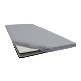 Spannbettlaken Janine "TOPPER 5001", grau (platinfarben), 1 Stk., Jersey-Elasthan, 100x190 100x200 90x190 90x200 10cm, Jersey-Elasthan, Obermaterial: 95% Baumwolle, 5% Elasthan, Bettlaken, Spannbettlaken, mit Rundumgummizug