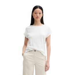 Marc O'Polo T-Shirt MARC O'POLO "aus weichem Baumwoll-Slub-Jersey", Damen, Gr. L, wei&szlig;, Obermaterial: 100% Baumwolle, unifarben, Basic, regular fit, U-Boot-Ausschnitt, normaler Saum, Shirts T-Shirt