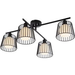 NOWA Deckenleuchte "PRISO", schwarz (schwarz matt), 4 Stk., Leuchten, Deckenlampe, Glas, Wohnzimmer, Flur, Esszimmer, Deckenleuchte