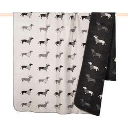 Wohndecke Pad "DACKEL", grau, B:150cm L:200cm, Mischgewebe, Wohndecken, Wohndecke, Made in Europe, Kuscheldecke, Wendefunktion, 150x200 cm