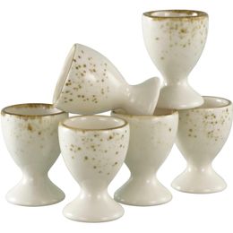 Eierbecher Creatable "Nature Collection Creme, 6-tlg.", beige (creme), H:7cm &Oslash;:5,5cm, Steinzeug, Eierbecher, Naturverbundenes Design, Einzigartige Oberfl&auml;che