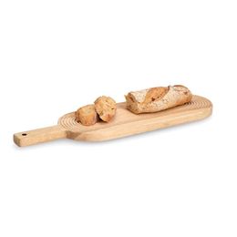 Schneidebrett zeller PRESENT "Schneidebrett m. Griff "Stripes", Gummibaum", beige (natur), B:16cm H:2cm L:50,3cm, Massivholz, Schneidebretter, sch&ouml;ne, strukturierte Oberfl&auml;che