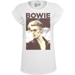 T-Shirt MisterTee "MisterTee Damen Ladies David Bowie Tee", Damen, Gr. L, wei&szlig;, 100% Baumwolle, bedruckt, normal, Rundhals, Shirts T-Shirt