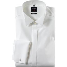 Smokinghemd OLYMP "Level Five body fit", Herren, Gr. 45, N-Gr, beige (hellbeige), Web, Obermaterial: 97% Baumwolle, 3% Elastolefin, Umschlagmanschette, Hemden