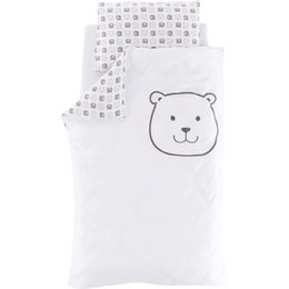Tr&auml;umeland Babybettw&auml;sche TR&Auml;UMELAND, grau (wei&szlig;, grau), B/L: 100cm x 135cm, 1 Stk., 1 Stk., Jersey, B/L: 60cm x 40cm, 2 Stk., Jersey, Obermaterial: 100% Baumwolle, Bettw&auml;sche