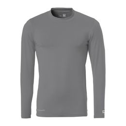 Kompressionsshirt Uhlsport "Baselayer Distinction Colors Kids", M&auml;dchen, Gr. 128, grau (steingrau), Obermaterial: 88% Polyester Pol. recyc.. 12% Elasthan EL., Shirts
