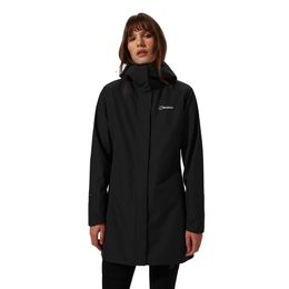 Softshelljacke Berghaus "OMEARA LONG SHELL JKT AF", Damen, Gr. M, jet schwarz, Obermaterial: 100% Polyester. Futter: 100% Polyamid, Jacken Softshelljacke, sportlicher Stil, mit verstellbarer Kapuze, atmungsaktiv