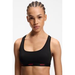 Bralette HUGO UNDERWEAR, Damen, Gr. S, N-Gr, schwarz, Jersey, Obermaterial: 93% Baumwolle, 7% Elasthan, Basic, k&ouml;rpernah, BHs Bralette, Ringerr&uuml;cken, Unterbrustband mit Logoschriftzug