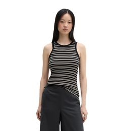 Marc O'Polo T-Shirt MARC O'POLO "aus Organic Cotton-Lyocell-Mix", Damen, Gr. M, schwarz, Obermaterial: 50% Baumwolle, 46% Lyocell, 4% Elasthan, gestreift, slim fit, Rundhals, Rippb&uuml;ndchen, Shirts T-Shirt