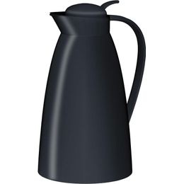 Isolierkanne Alfi "ECO, mit Hartglaseinsatz", schwarz, B:14,7cm H:25cm &Oslash;:16,7cm, Glas, Kunststoff, Silikon, Kannen, Isolierkanne, 12h hei&szlig; & 24h kalt, Drehverschluss mit bequemem Druckknopf