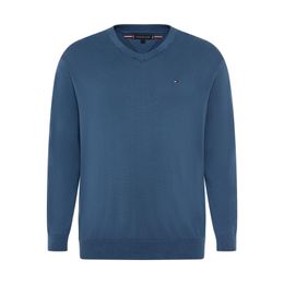 Tommy Hilfiger Big & Tall V-Ausschnitt-Pullover "BT-ESSENTIAL COTTON", Herren, Gr. 4XL, aegean sea, Strick, Obermaterial: 100% Baumwolle, TOMMY HILFIGER BIG & TALL, normal normal, V-Ausschnitt, Rippb&uuml;ndchen, Pullover, Gro&szlig;e Gr&ouml;&szlig;en, normale Passform