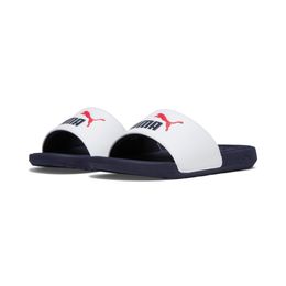 Badesandale Puma "COOL CAT 2.0 PS", M&auml;dchen, Gr. 32, Puma wei&szlig;, Puma navy, for all time rot, Synthetik, Schuhe, mit gepolstertem Riemen, weich gepolstertes Fu&szlig;bett, ohne Verschluss