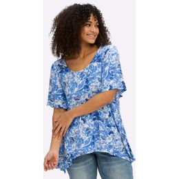 T-Shirt sheego by Joe Browns "T-Shirt", Damen, Gr. 40/42, royalblau, himmelblau, gemustert, 95% Viskose, 5% Elasthan, gebl&uuml;mt, gemustert, Rundhals, Shirts T-Shirt