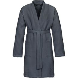 Unisex-Bademantel Vossen "Rom, ideal f&uuml;r Sauna & Spa, Hotelbademantel, Morgenmantel" Gr. S, grau (flanell), L:100cm, Waffelpiqu&eacute;, Hausm&auml;ntel, f&uuml;r Damen & Herren, Waffelpiqu&eacute;-Struktur, in leichter Qualit&auml;t