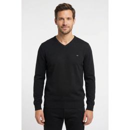 Strickpullover Fynch-Hatton "Fynch-Hatton Pullover mit V-Kragen", Herren, Gr. L (52/54), grau (anthrazit), Strick, Obermaterial: 100% Baumwolle, unifarben, bequem h&uuml;ftbedeckend, V-Ausschnitt, Flachstrickb&uuml;ndchen, Pullover Strickpullover, aus Baumwolle, mit V-Ausschnitt, bequeme Passform