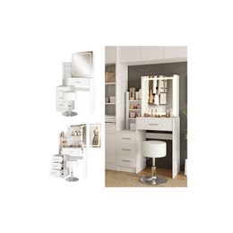 VICCO Schminktisch Lisca Wei&szlig; 80 cm mit LED-Spiegel und Hocker