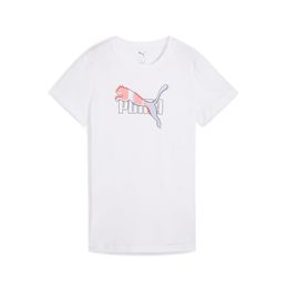 T-Shirt Puma "ESS LOGO LAB TEE", Damen, Gr. L, wei&szlig; (Puma wei&szlig;), Jersey, Obermaterial: 100% Baumwolle, bedruckt, regular fit normal, Rundhals, Shirts T-Shirt, regul&auml;re Passform, Kurzarm, Rundhalsausschnitt