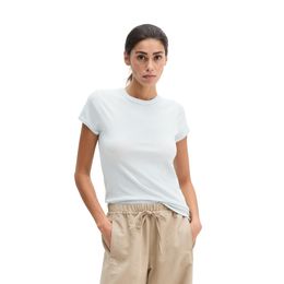 Marc O'Polo T-Shirt MARC O'POLO "aus Organic Cotton", Damen, Gr. L, airy blau, Obermaterial: 100% Baumwolle, unifarben, Basic, slim fit, Rundhals, Rippb&uuml;ndchen, Shirts T-Shirt