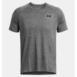 Trainingsshirt Under Armour "UA TECH TEXTURED SS", Herren, Gr. L, schwarz (castlerock,, schwarz), Obermaterial: 100% Polyester, normal, Rundhals, Shirts, normale Schnittform, Kurzarm, sportlicher Stil, Rundhalsausschnitt