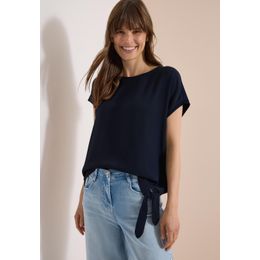 Kurzarmbluse Cecil, Damen, Gr. L (42), universal blau, Stoff, Vorderseite: 100% Viskose. R&uuml;ckseite: 95% Viskose, 5% Elasthan, unifarben, normal normal, Rundhals, Rippb&uuml;ndchen, Blusen, aus softer Viskose