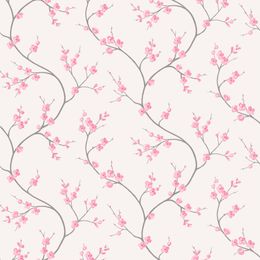 Vliestapete SUPERFRESCO EASY "Bailey - Blumen", rosa, B:0,52m L:10m, Vlies, Tapeten, Rosa/Wei&szlig; - 10m x 52cm