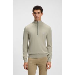 Rollkragenpullover BOSS Orange "Kanobix", Herren, Gr. M, beige (light beige271), Strick, Obermaterial: 95% Baumwolle, 5% Kaschmir, regular fit normal, hoch geschlossener Ausschnitt, eingesetzt B&uuml;ndchen mit Rei&szlig;verschluss, Pullover Rollkragenpullover, Regular fit, Stehkragen mit Rei&szlig;verschluss, Ton-in-Ton Logo