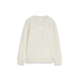 Sweatshirt Tom Tailor, M&auml;dchen, Gr. 140, grauish wei&szlig;, Sweatware, Obermaterial: 70% Baumwolle, 30% Polyester, bedruckt, regular fit normal, Rundhals, Rippb&uuml;ndchen, Sweatshirts Sweatshirt, mit reflektierendem Print