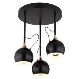 Globo LIGHTING Deckenleuchte "DONOVAN", schwarz matt, 1, &Oslash; 32,5cm H: 42cm, 1 Stk., Leuchten, Deckenleuchte Schwarz/Gold, Acryl opal, magnetisch, LED 30W, Deckenleuchte