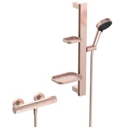 Ideal Standard Alu+ Ceratherm Brausekombination BE227RO mit Brausethermostat, Brausestange 60cm, 2F-Handbrause, 8l, ros&eacute;