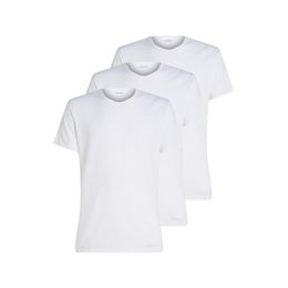 T-Shirt "SHORT SLEEVE CREW NECK 3PK", Herren, Gr. XL (54), wei&szlig; (wei&szlig;, wei&szlig;, wei&szlig;), Jersey, Obermaterial: 57% Baumwolle, 38% Polyester, 5% Elasthan, Calvin Klein Underwear, unifarben, Basic, normal h&uuml;ftlang, Rundhals, abgesteppt, Shirts T-Shirt, mit Logo am Saum