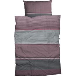 Bettw&auml;sche CASATEX "Orsa", lila (beere, silber), B/L: 135cm x 200cm, 1 Stk., 1 Stk., Satin, B/L: 80cm x 80cm, 2 Stk., Satin, Obermaterial: 100% Baumwolle, Bettw&auml;sche, Bettw&auml;sche, klassisches Dessin