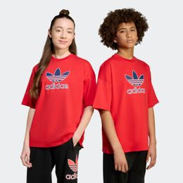 T-Shirt adidas originals "OVERSIZE TREFOIL", Jungen, Gr. 152, rot (better scarlet), Obermaterial: 100% Baumwolle, normal, Rundhals, Shirts T-Shirt, lockerer und l&auml;ssiger Schnitt, f&uuml;r Kinder, mit gro&szlig;em Trefoil-Logo