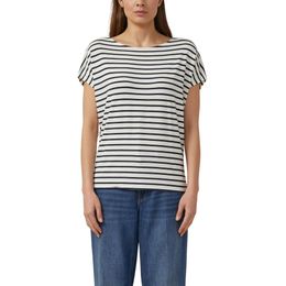 Kurzarmshirt s.Oliver, Damen, Gr. 38, sanftes wei&szlig; stripe, Jersey, Obermaterial: 95% Viskose, 5% Elasthan, gestreift, normal h&uuml;ftbedeckend, Rundhals, abgesteppte Kante, Shirts, Sommershirt mit grafischem Muster