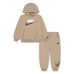 Jogginganzug Nike Sportswear "B NSW ITZ OVERSIZE FT PO SET", Jungen, Gr. 110 (5), hemp, angeraute Sweatware, Obermaterial: 60% Baumwolle, 40% Polyester. Unterteil: 60% Baumwolle, 40% Polyester, Sportanz&uuml;ge Jogginganzug, zweiteiliges Set, f&uuml;r Kinder