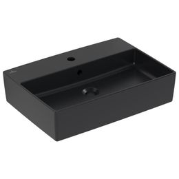 Villeroy & Boch Villeroy und Boch Memento 2.0 Aufsatzwaschtisch 4A0760R7 Hahnloch, mit &Uuml;berlauf, pure black C-plus, 60x42cm