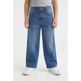 Relax-fit-Jeans s.Oliver JUNIOR, Kinder, Gr. 140, N-Gr, blau (blau used), Denim/Jeans, Obermaterial: 85% Baumwolle, 14% Polyester, 1% Elasthan, relaxed fit lang, Jeans