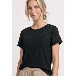 T-Shirt Street One, Damen, Gr. 34, deep bound gr&uuml;n, Stoff, 65% Polyester, 35% Viskose, unifarben, comfort fit normal, Rundhals, normaler Saum, Shirts T-Shirt, mit Rundhalsausschnitt