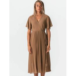 Jerseykleid TEESHOPPEN "TEESHOPPEN Dress Lina", Damen, Gr. XLx34, sand, Obermaterial: 100% Polyester, Kleider Jerseykleid