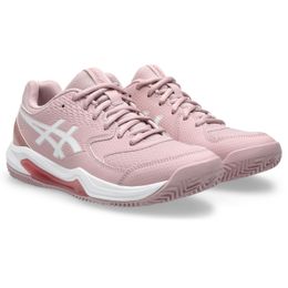 Tennisschuh asics "GEL-DEDICATE 8 CLAY", Damen, Gr. 43,5, morganite, wei&szlig;, Textil, Schuhe, Sandplatzschuhe f&uuml;r Aschepl&auml;tze