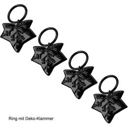 Gardinenring Liedeco "Blatt" Gr. 1, schwarz, &Oslash;:1,6cm, Metall, Gardinenbefestigungen, f&uuml;r Gardinenstangen &Oslash; 16 mm