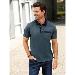 Kurzarmshirt Marco Donati "Kurzarm-Shirt", Herren, Gr. 48/50, blau (rauchblau, meliert), 100% Baumwolle, unifarben, Shirts