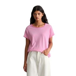 Marc O'Polo Damen T-Shirt "aus weichem Single Jersey"light pink, Basic, Gr. XL, MARC O'POLO DENIM, gestreift, Obermaterial: 100% Baumwolle, Shirts