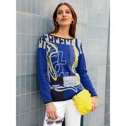 Jacquardpullover Inspirationen "Strickpullover", Damen, Gr. 36, marine, royalblau, gemustert, 50% Baumwolle, 50% Polyacryl, gemustert, mehrfarbig, Pullover